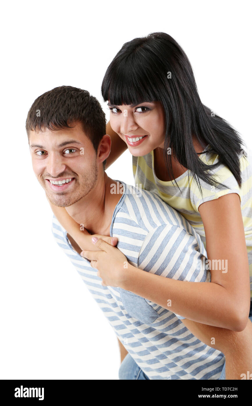 Beautiful loving couple together isolated on white Stock Photo - Alamy