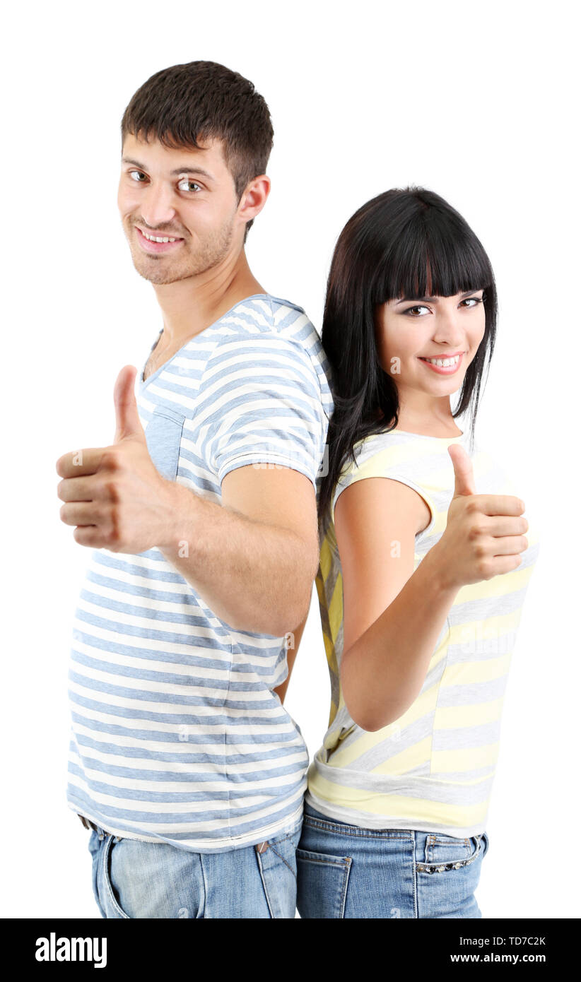 Beautiful loving couple together isolated on white Stock Photo - Alamy