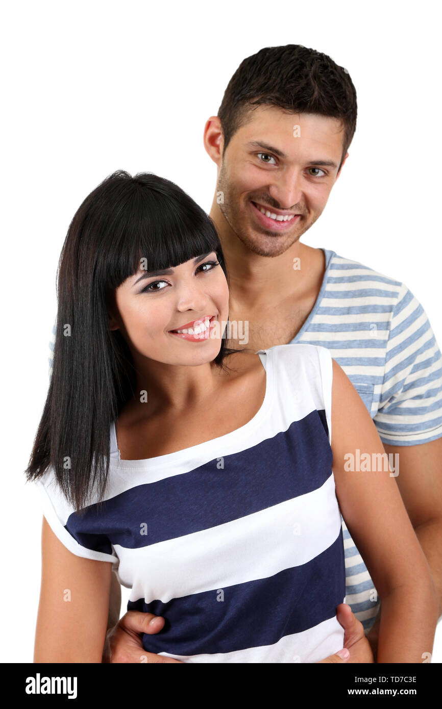 Beautiful loving couple together isolated on white Stock Photo - Alamy
