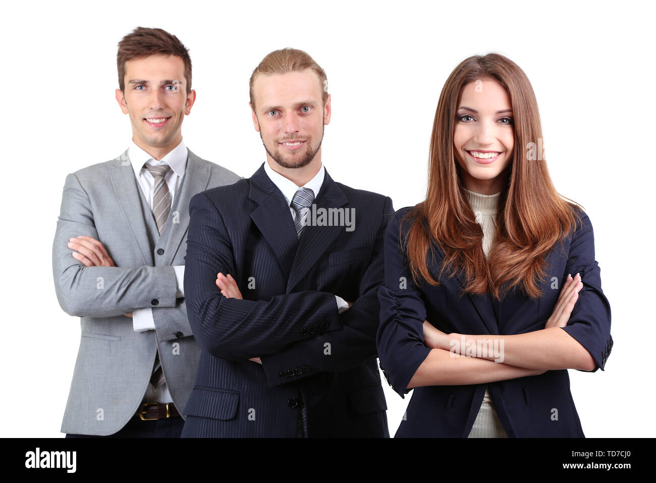 Business partners isolated on white Stock Photo - Alamy