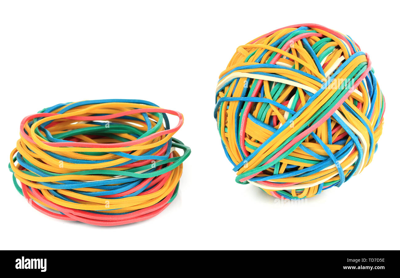 Colorful rubber bands isolated on white Stock Photo - Alamy