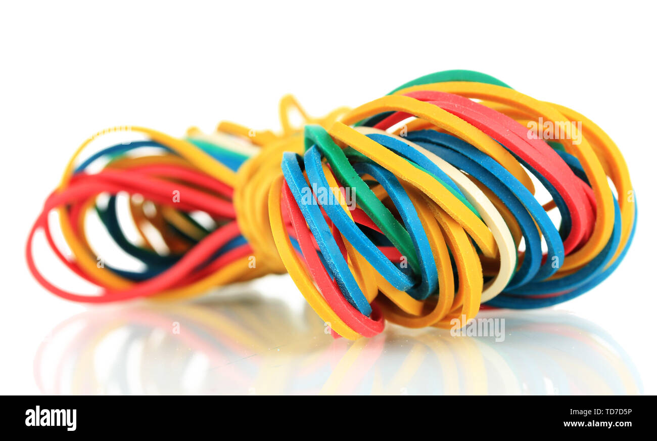 Colorful rubber bands isolated on white Stock Photo - Alamy