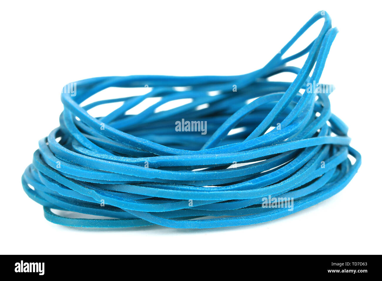Blue rubber bands isolated on white Stock Photo - Alamy