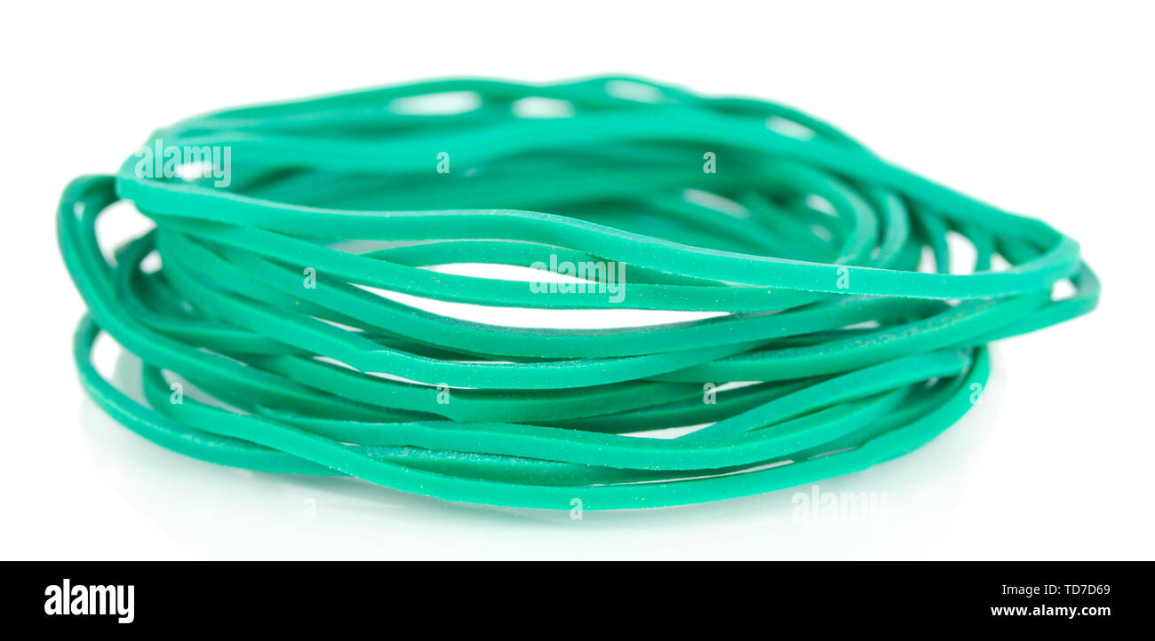 Green rubber bands isolated on white Stock Photo - Alamy