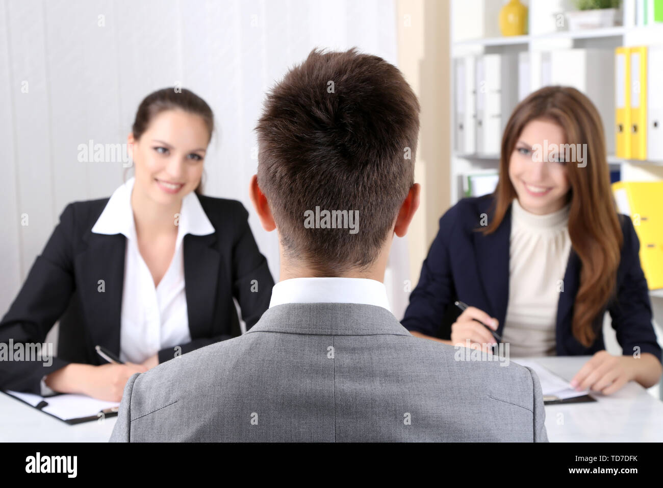 Job applicants having interview Stock Photo - Alamy