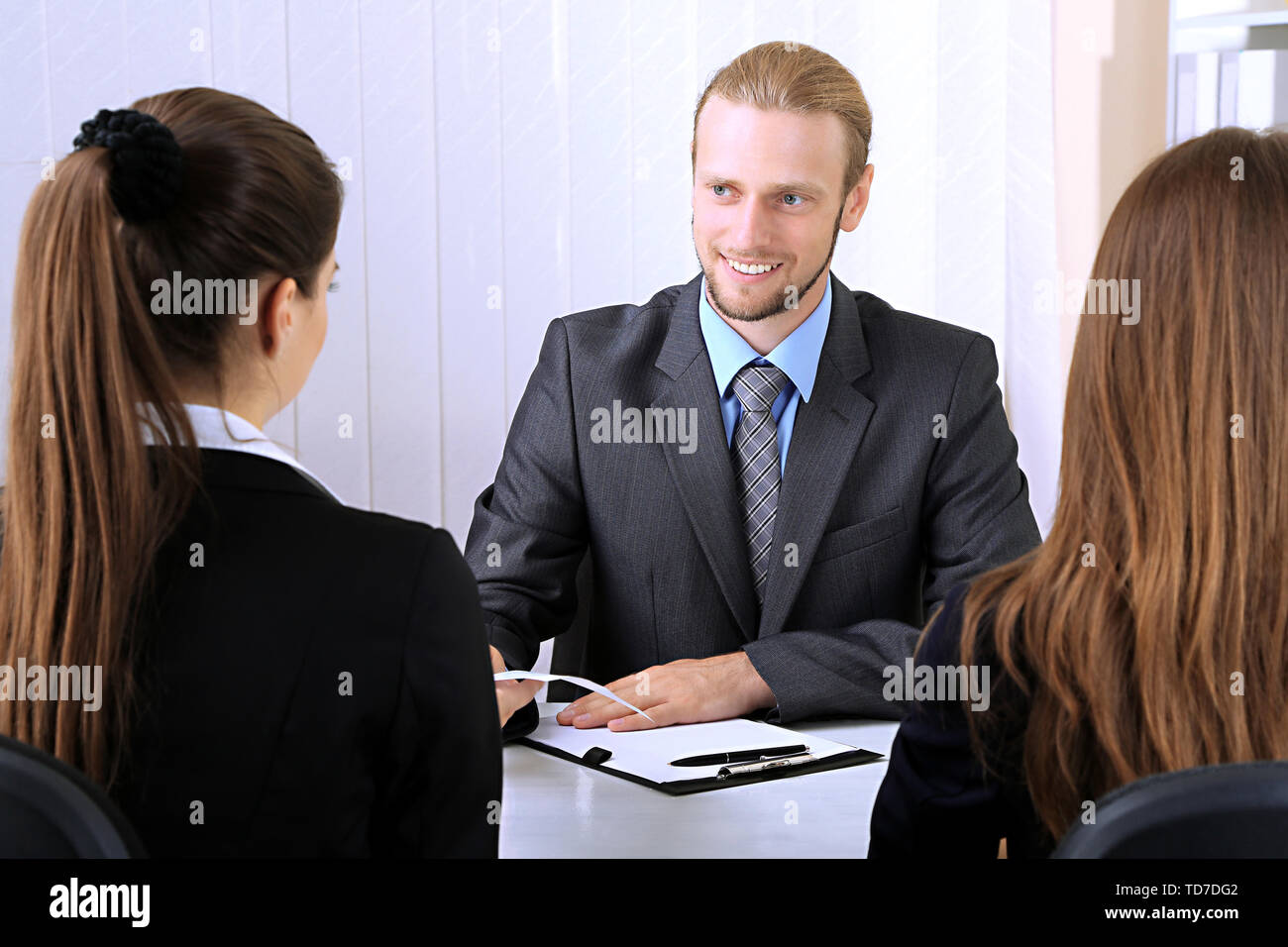 Job applicants having interview Stock Photo - Alamy