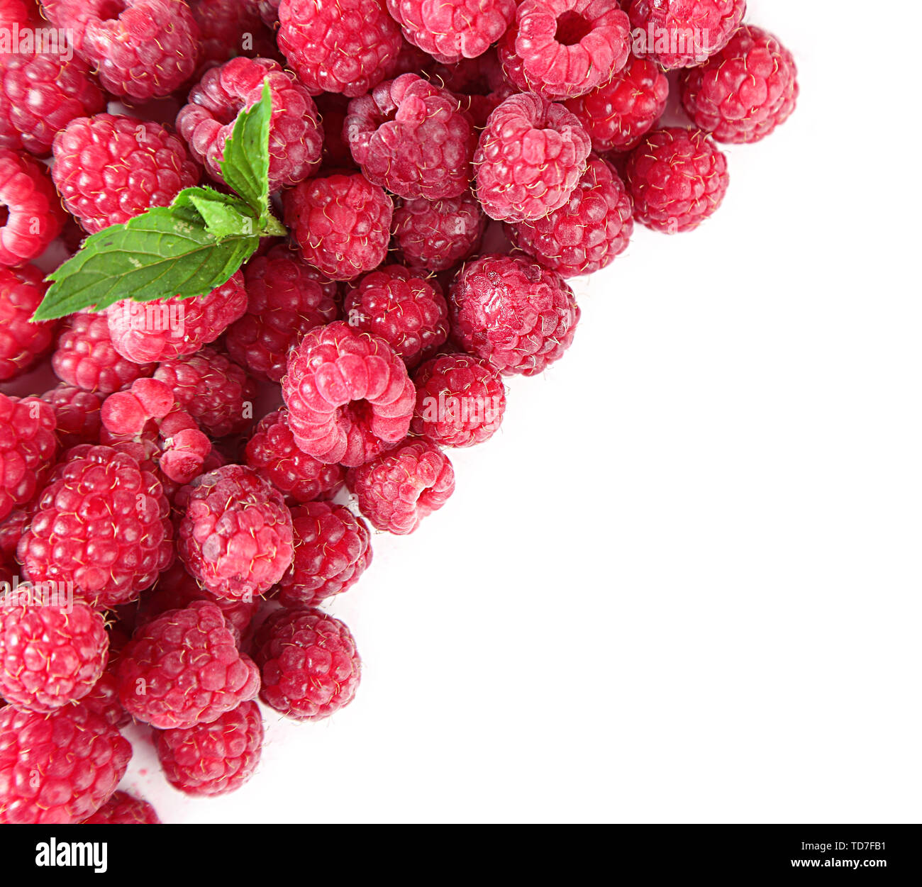 Ripe sweet raspberries isolated on white Stock Photo - Alamy
