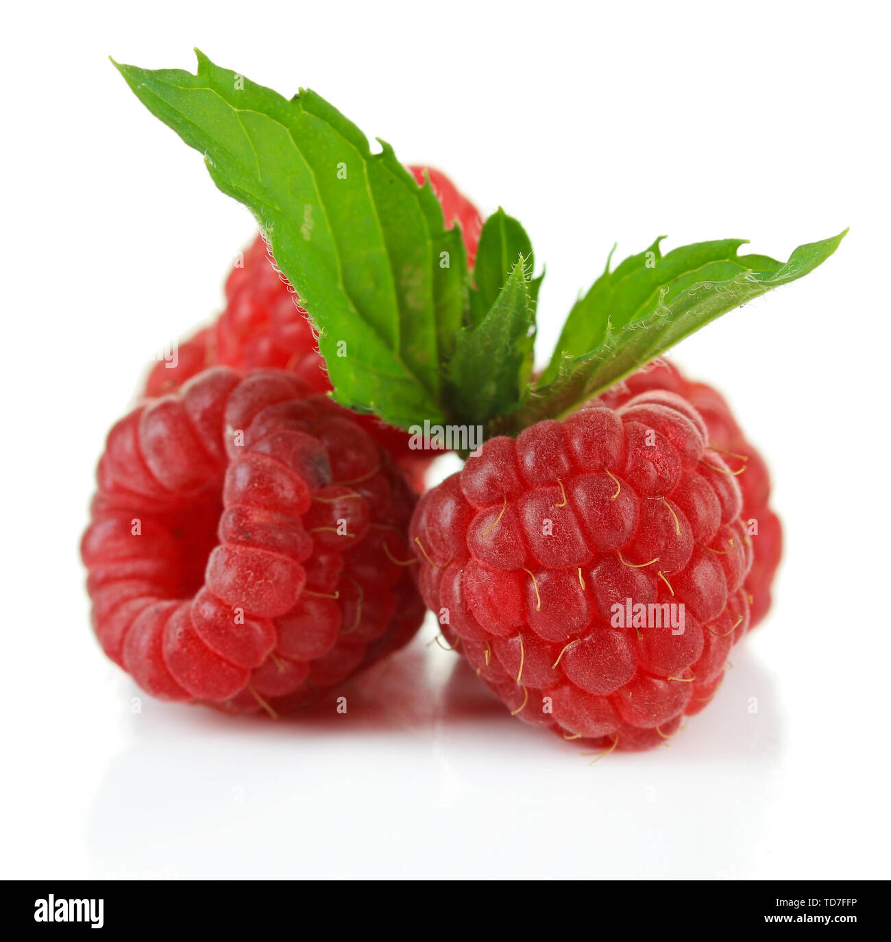 Ripe sweet raspberries isolated on white Stock Photo - Alamy