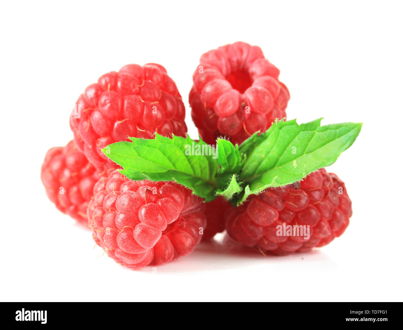Ripe sweet raspberries isolated on white Stock Photo - Alamy