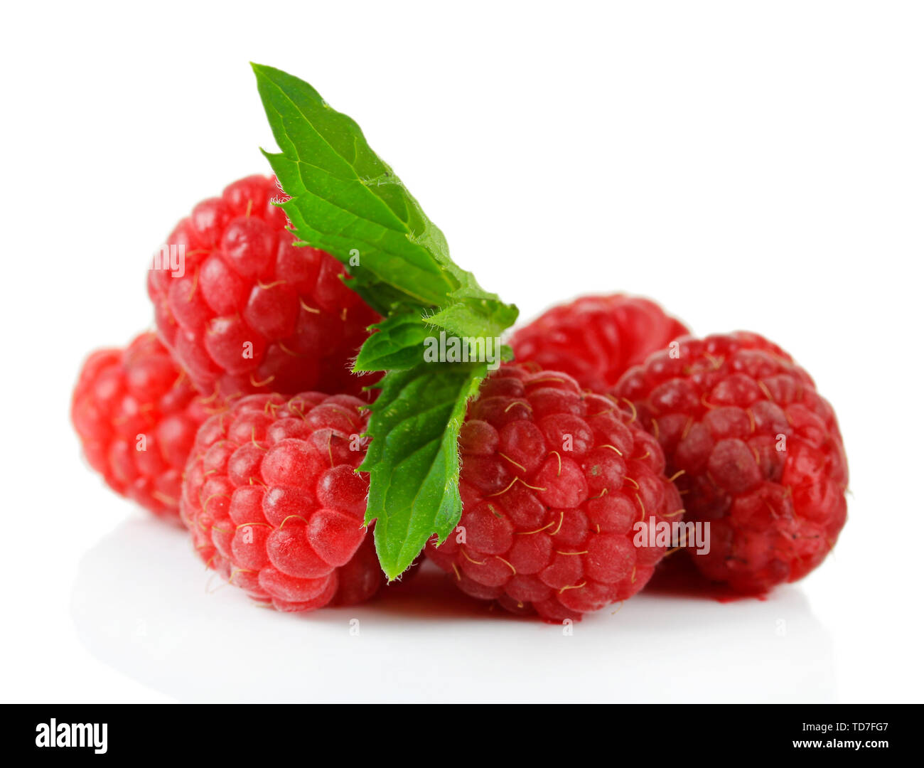 Ripe sweet raspberries isolated on white Stock Photo - Alamy