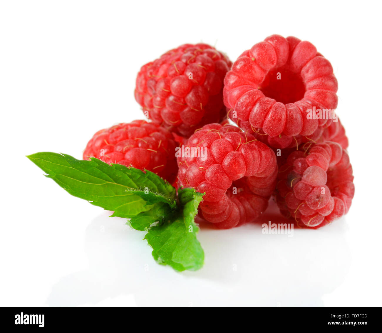 Ripe sweet raspberries isolated on white Stock Photo - Alamy