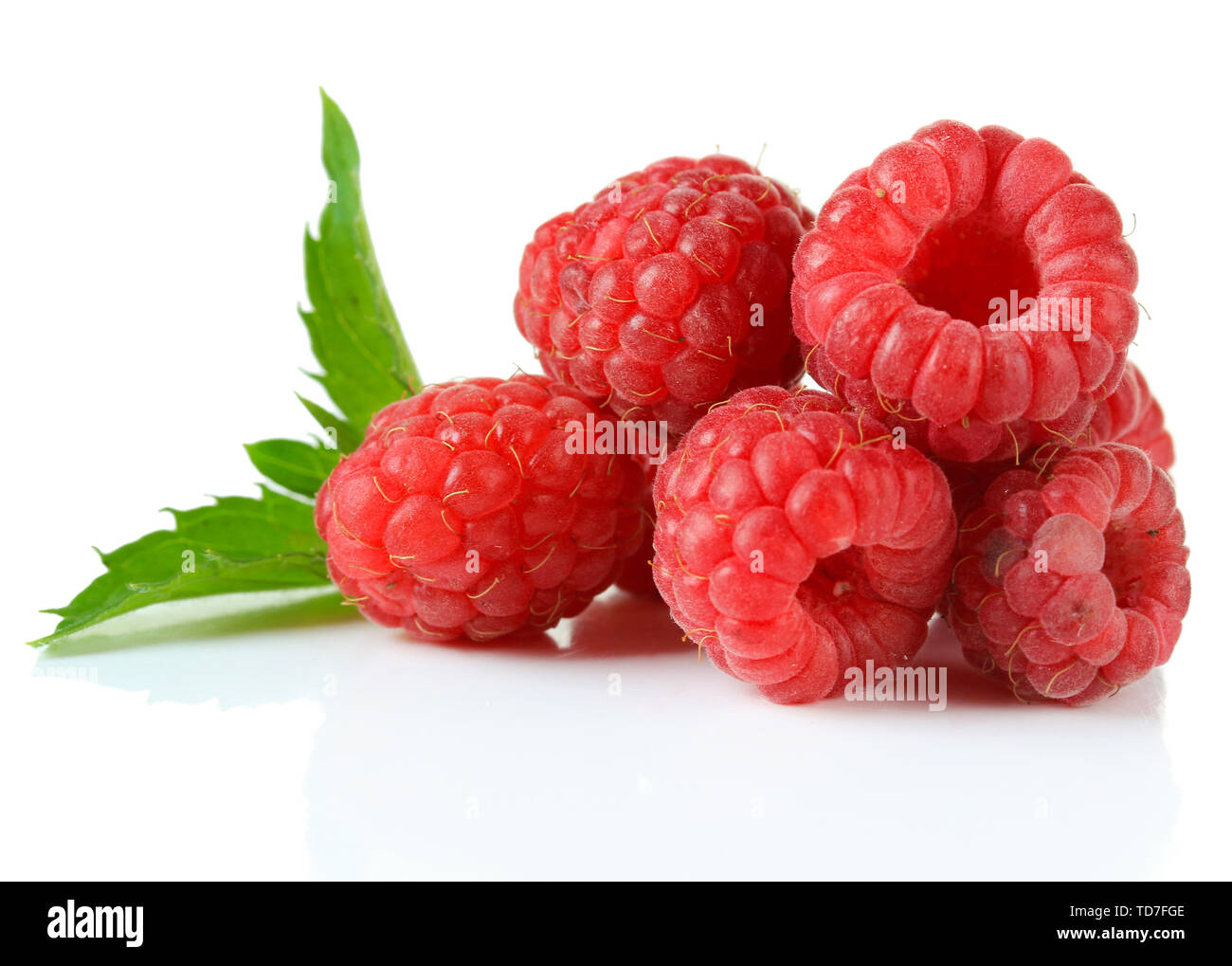 Ripe sweet raspberries isolated on white Stock Photo - Alamy