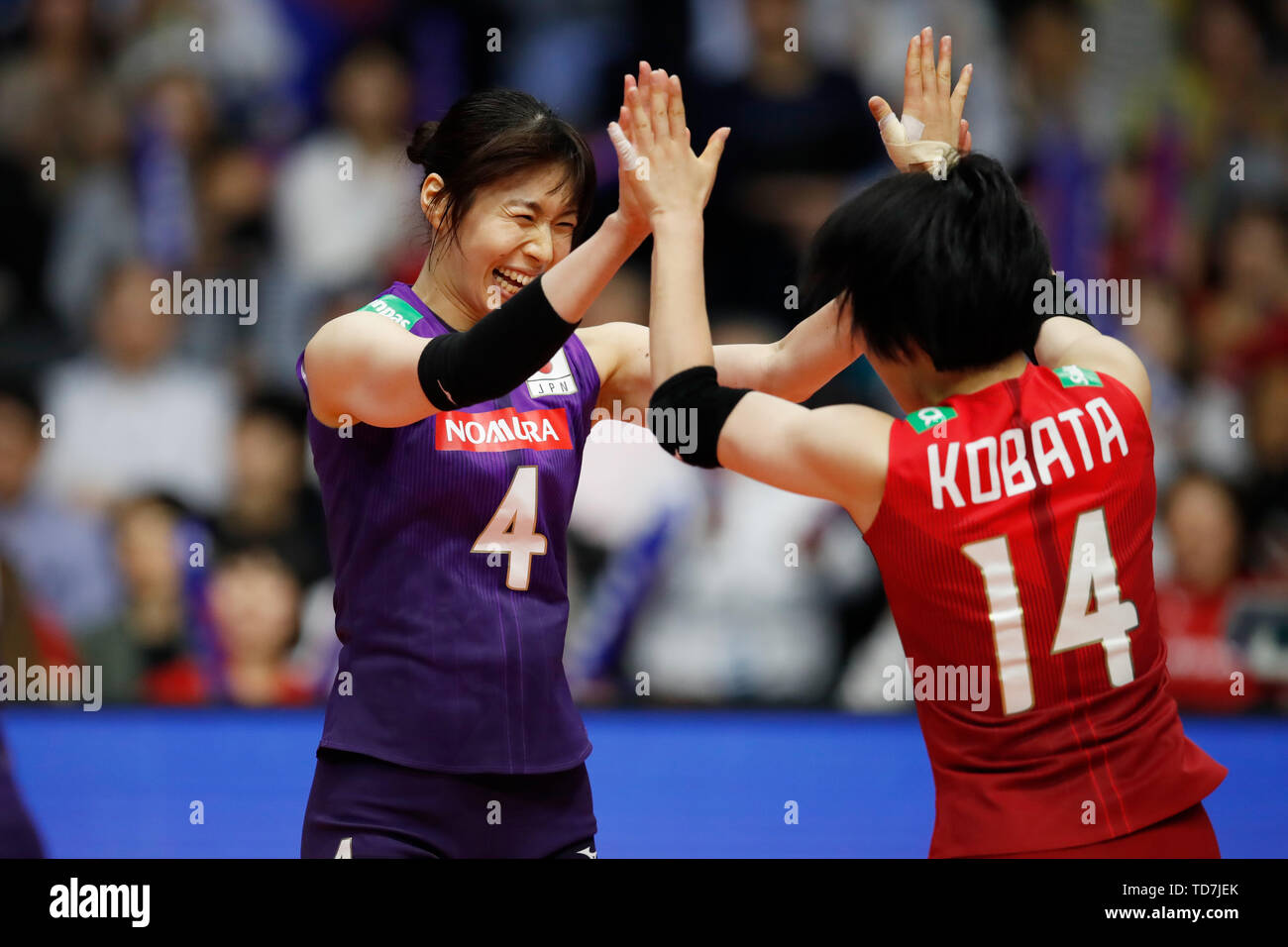 Musashino Forest Sport Plaza, Tokyo, Japan. 12th June, 2019. (L to R) Risa Shinnabe, Mako Kobata ...