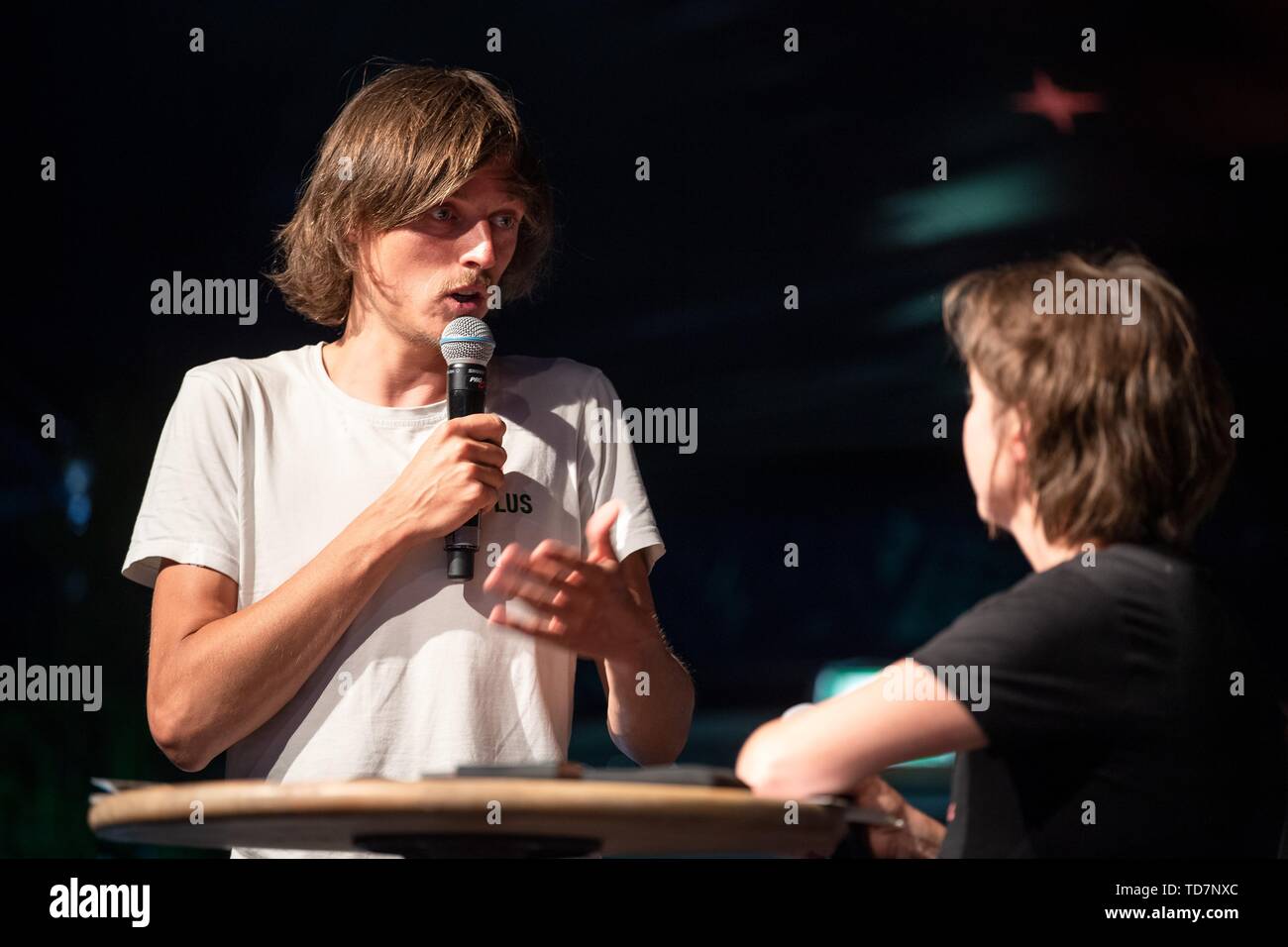 13 June 2019, Bavaria, Munich: Stephanie Weigel (r), environmental ...