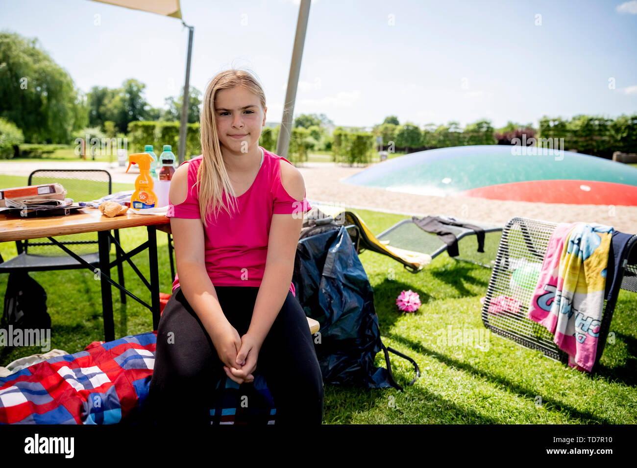Oranienburg, Germany. 13th June, 2019. Michelle Würth, a student and ...