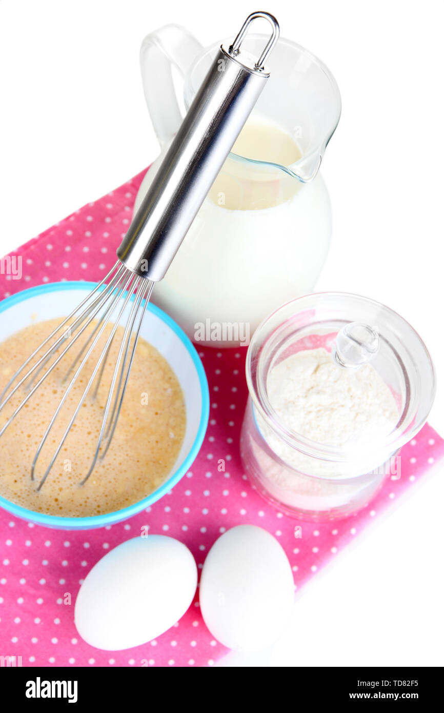 Ingredients for dough isolated on white Stock Photo - Alamy