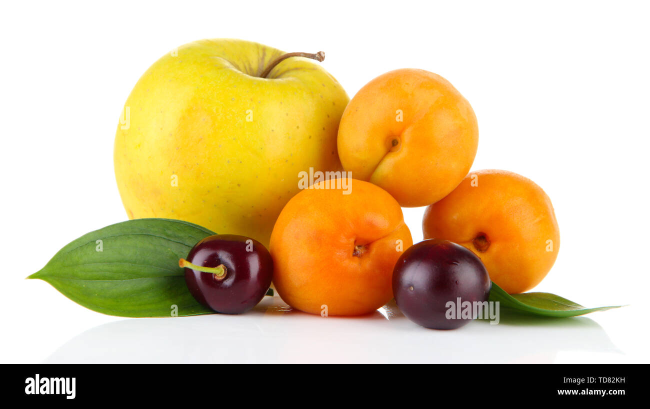 Bright summer fruits isolated on white Stock Photo - Alamy