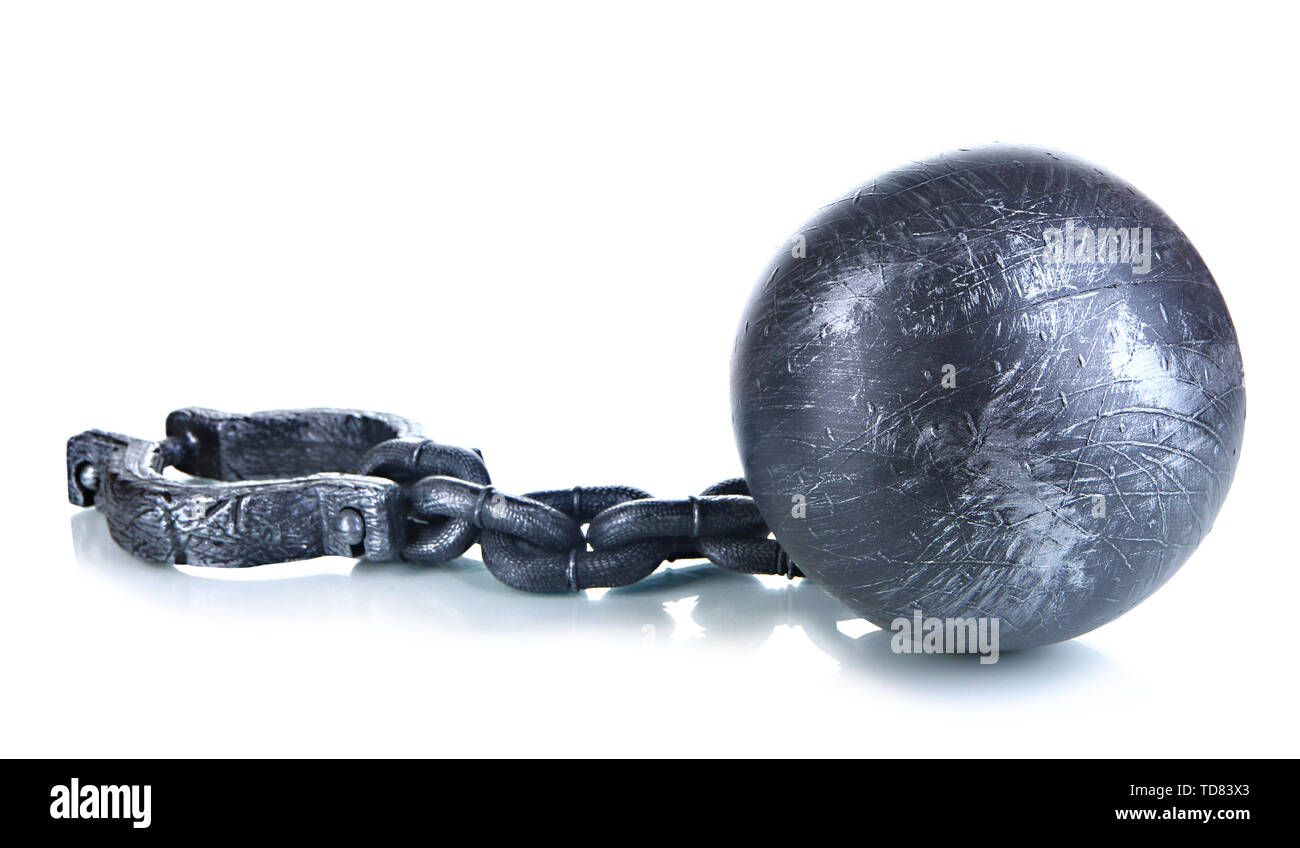 Ball and chain isolated on white Stock Photo - Alamy