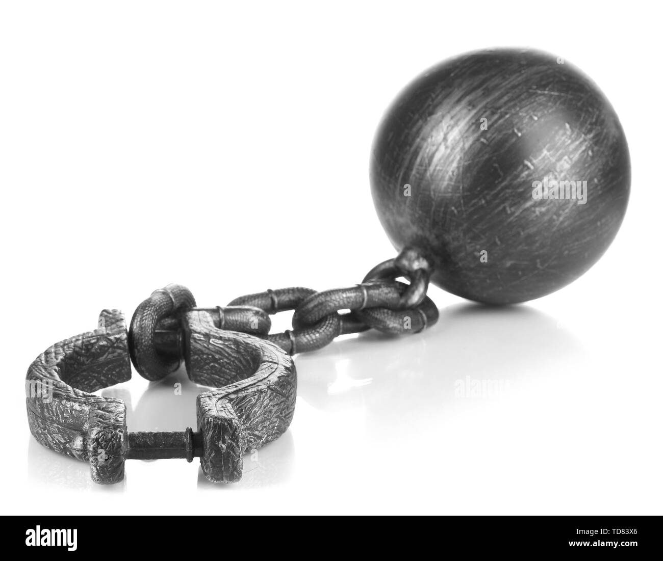 Ball and chain isolated on white Stock Photo - Alamy