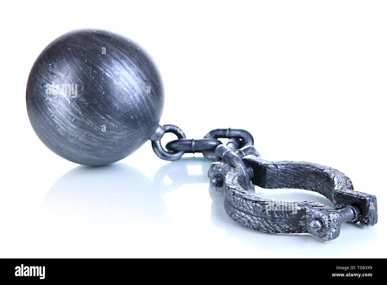 Ball and chain isolated on white Stock Photo - Alamy
