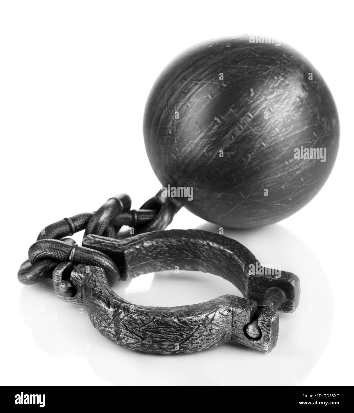 Ball and chain isolated on white Stock Photo - Alamy