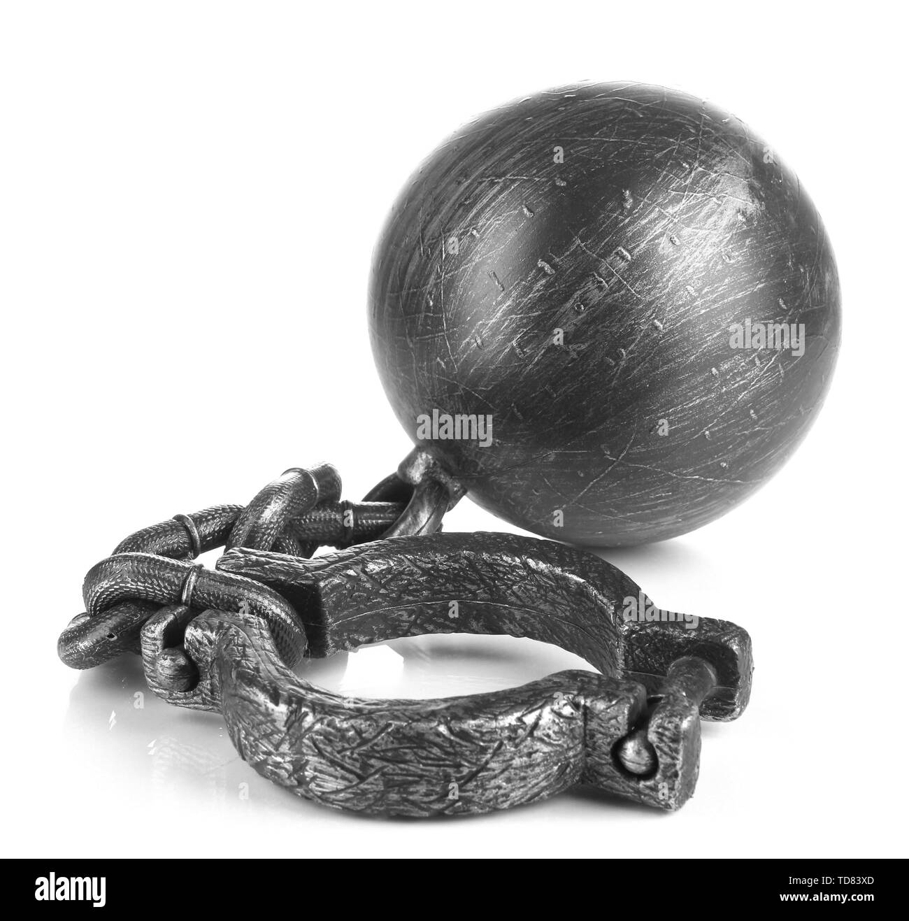 Ball and chain isolated on white Stock Photo - Alamy