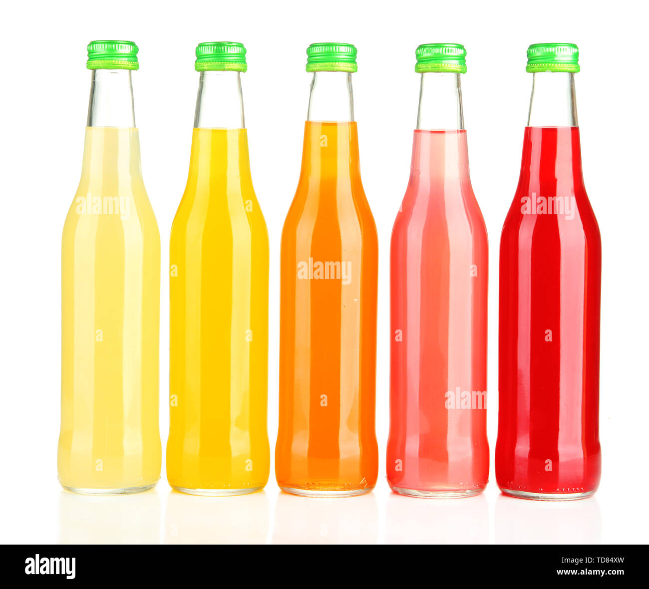 Bottles with tasty drink, isolated on white Stock Photo - Alamy