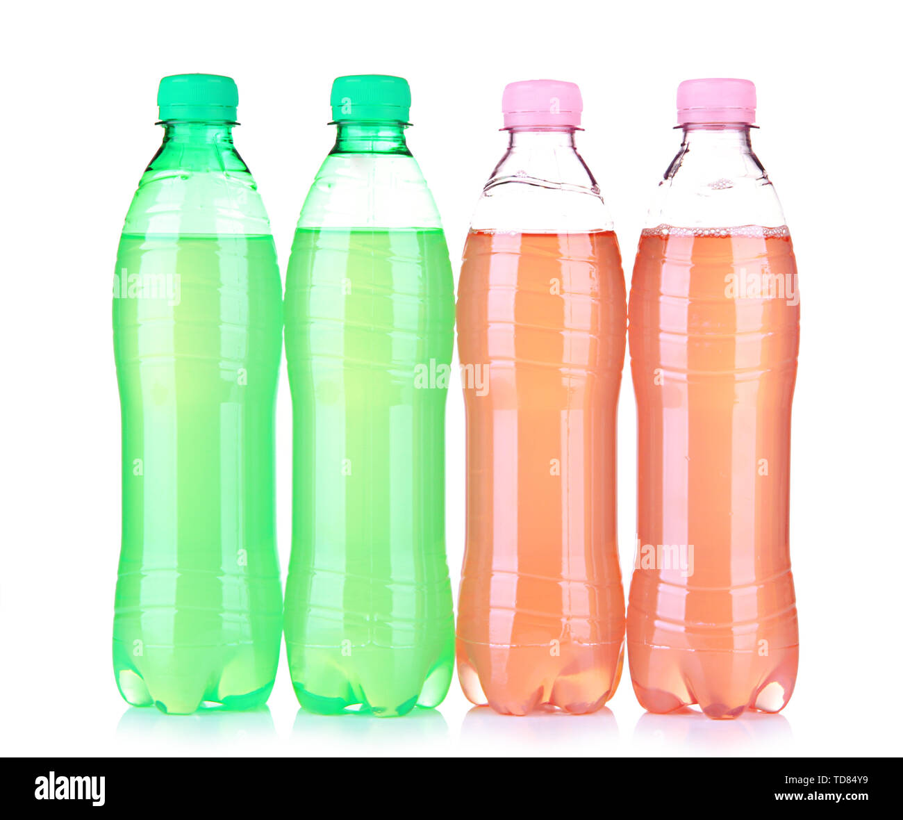 Bottles with tasty drinks, isolated on white Stock Photo - Alamy