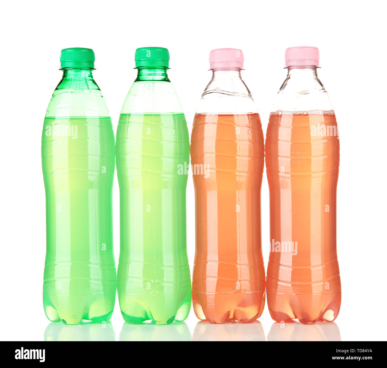Bottles with tasty drinks, isolated on white Stock Photo - Alamy