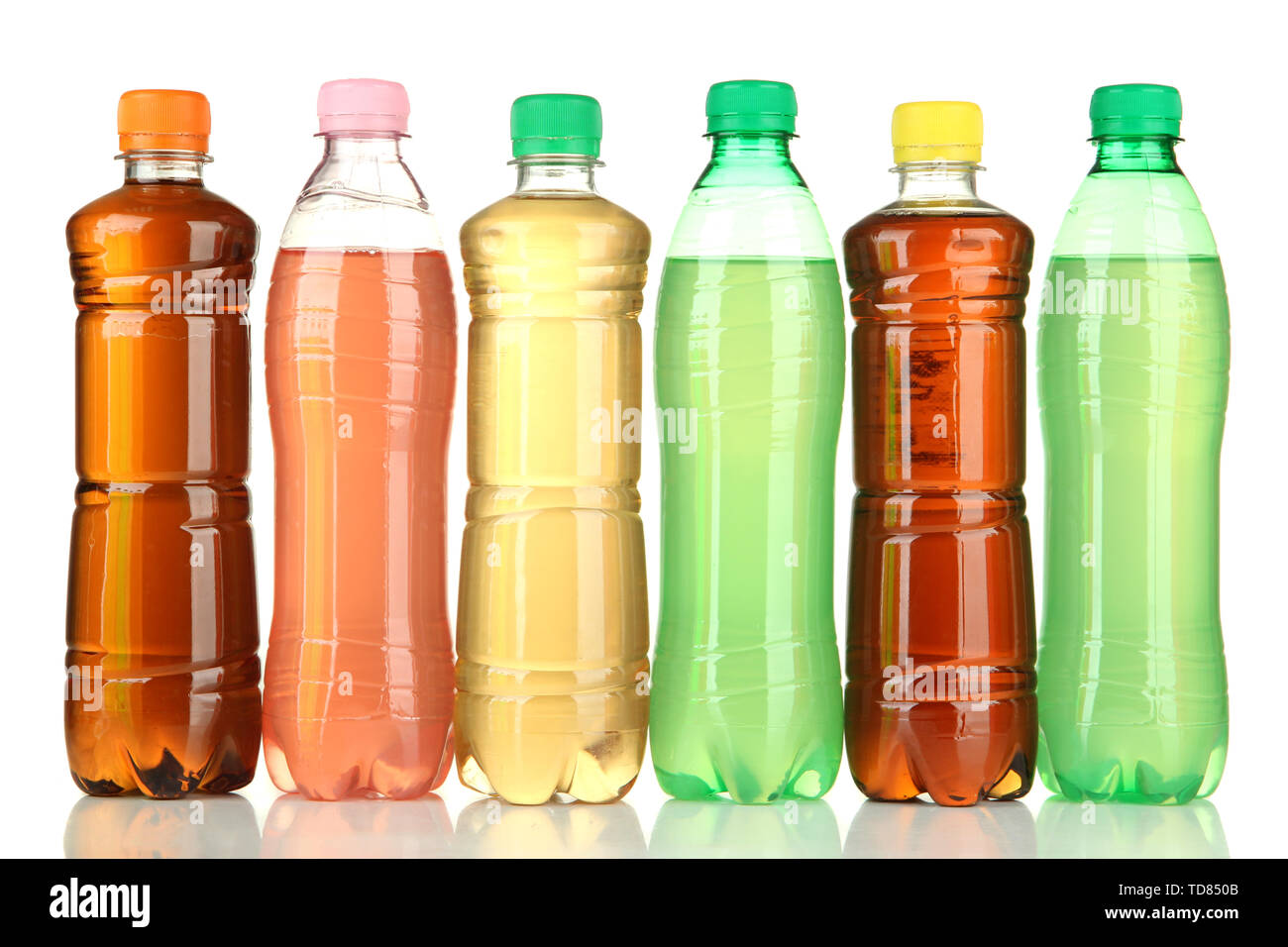 Bottles with tasty drinks, isolated on white Stock Photo - Alamy