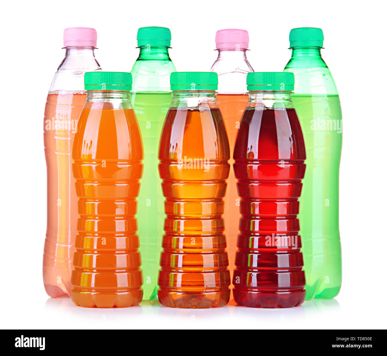 Bottles with tasty drinks, isolated on white Stock Photo - Alamy