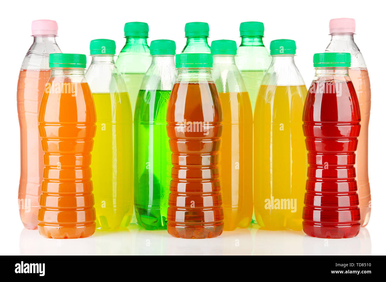 Assortment of bottles with tasty drinks, isolated on white Stock Photo ...