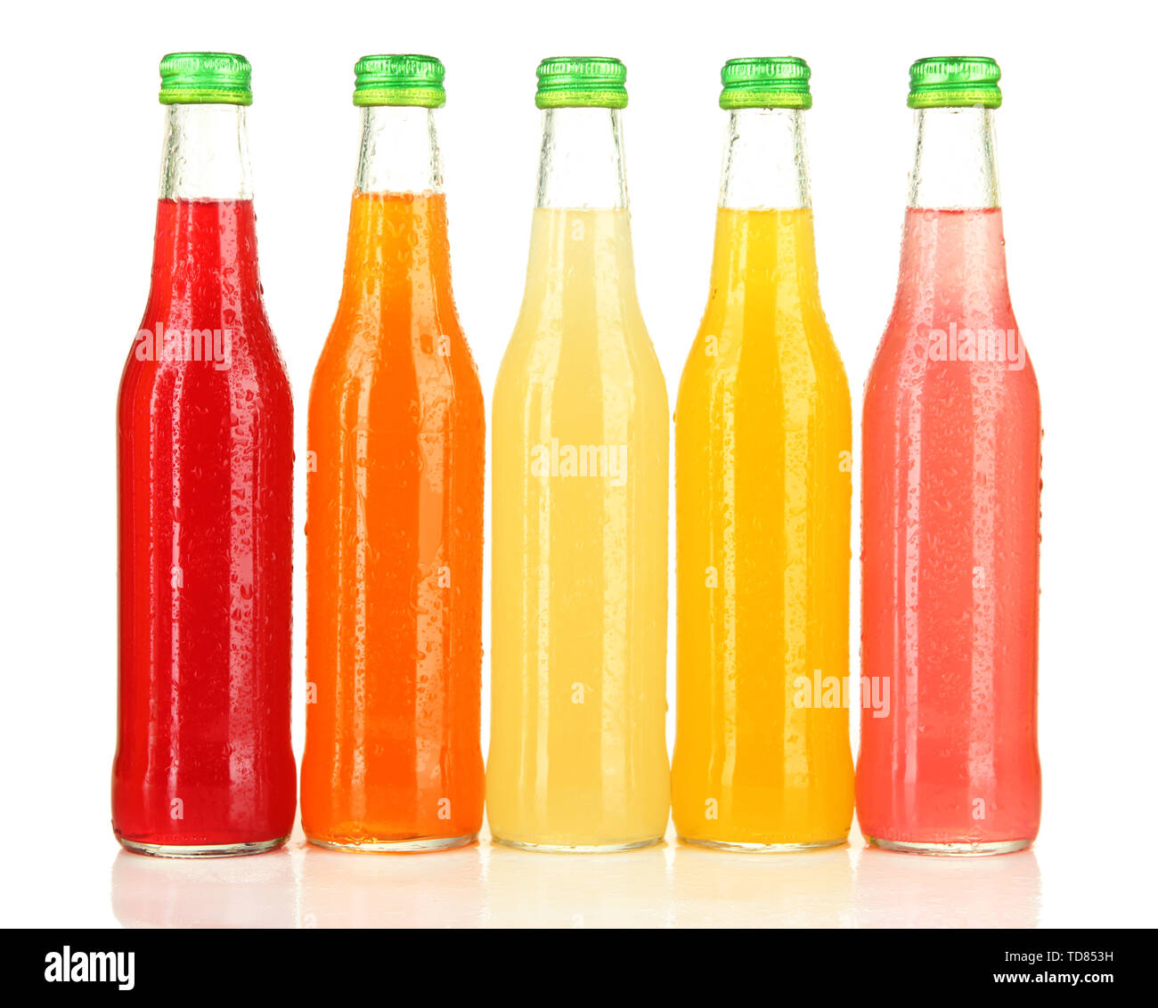 Bottles with tasty drinks, isolated on white Stock Photo - Alamy