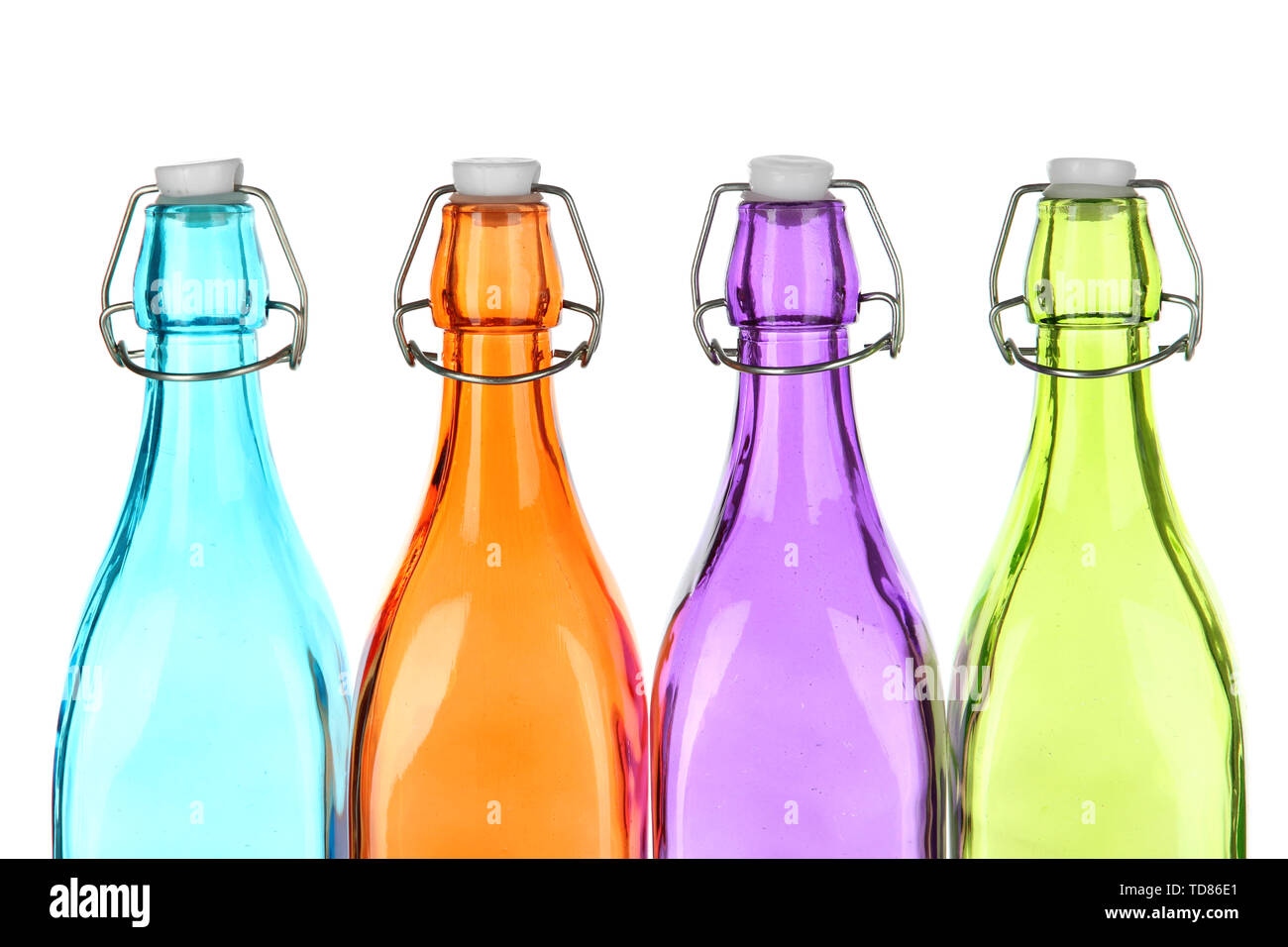 Colorful bottles isolated on white Stock Photo - Alamy