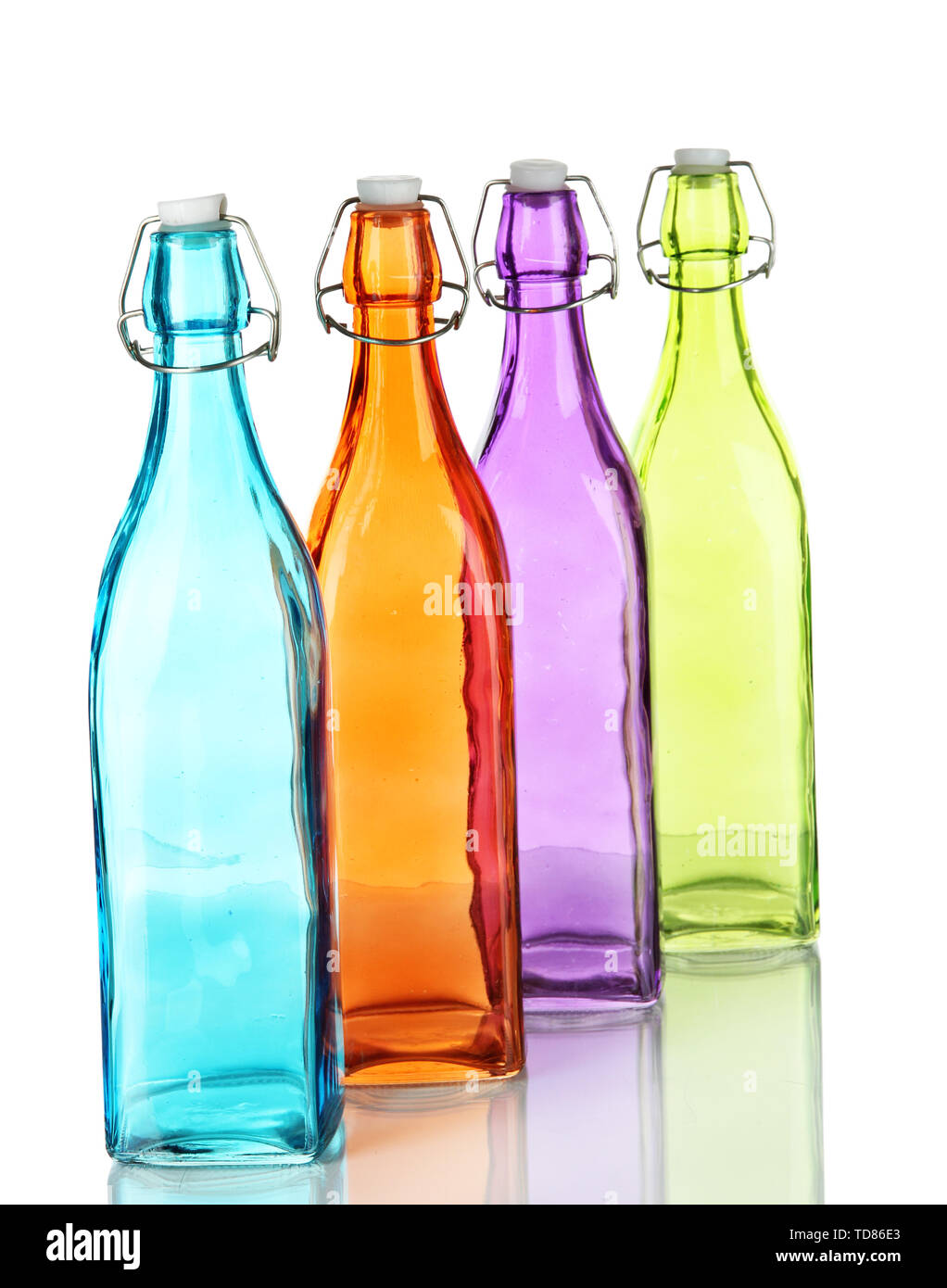 Colorful bottles isolated on white Stock Photo - Alamy