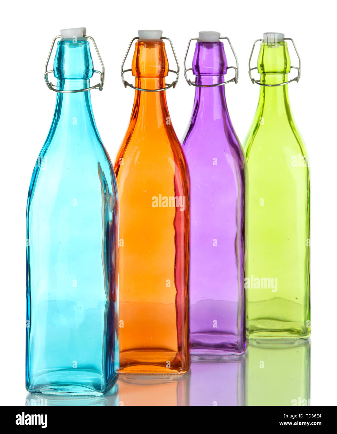 Colorful bottles isolated on white Stock Photo - Alamy