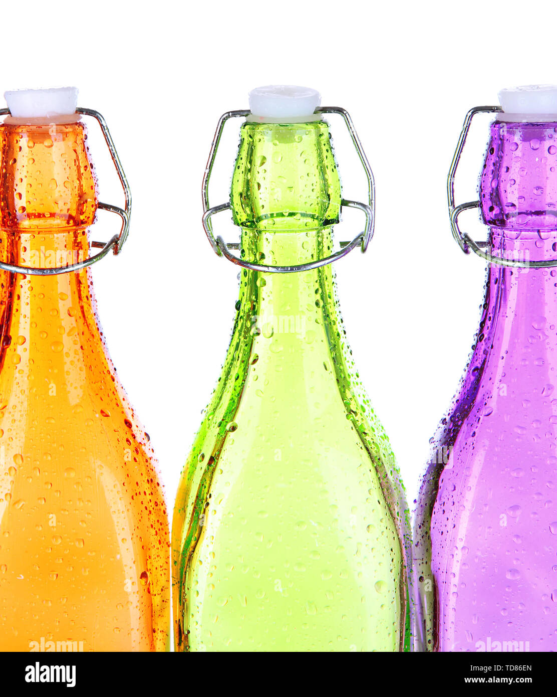 Colorful bottles isolated on white Stock Photo - Alamy