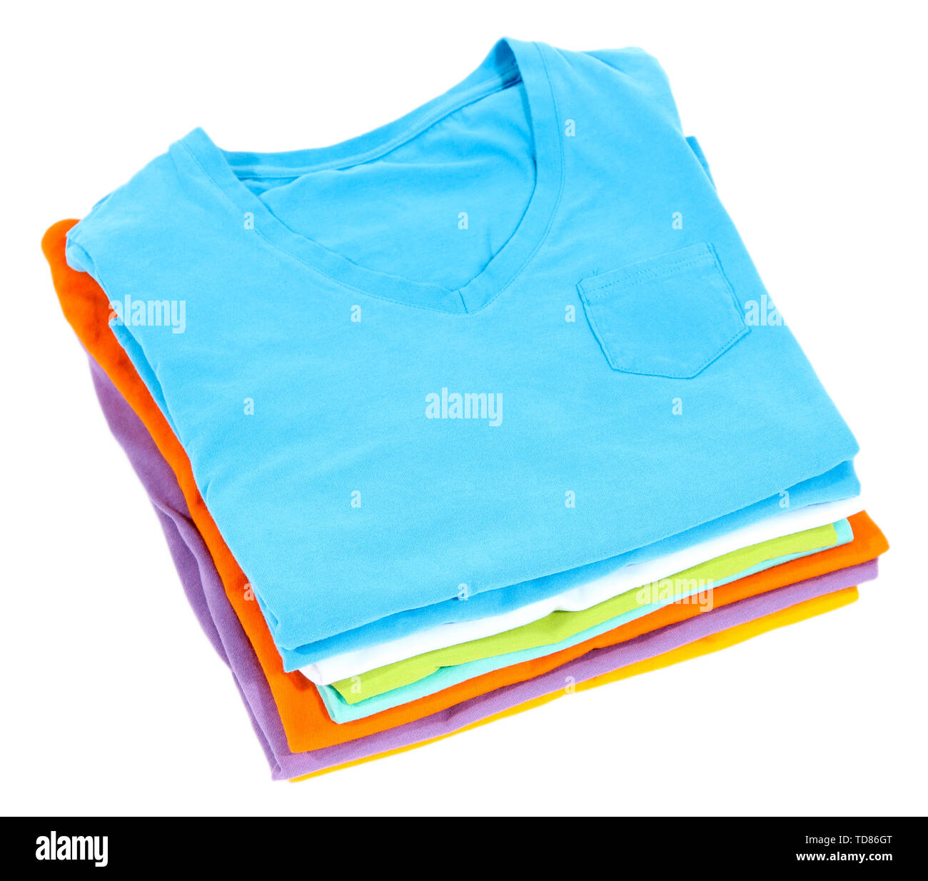 Folded shirts pile Cut Out Stock Images & Pictures - Alamy