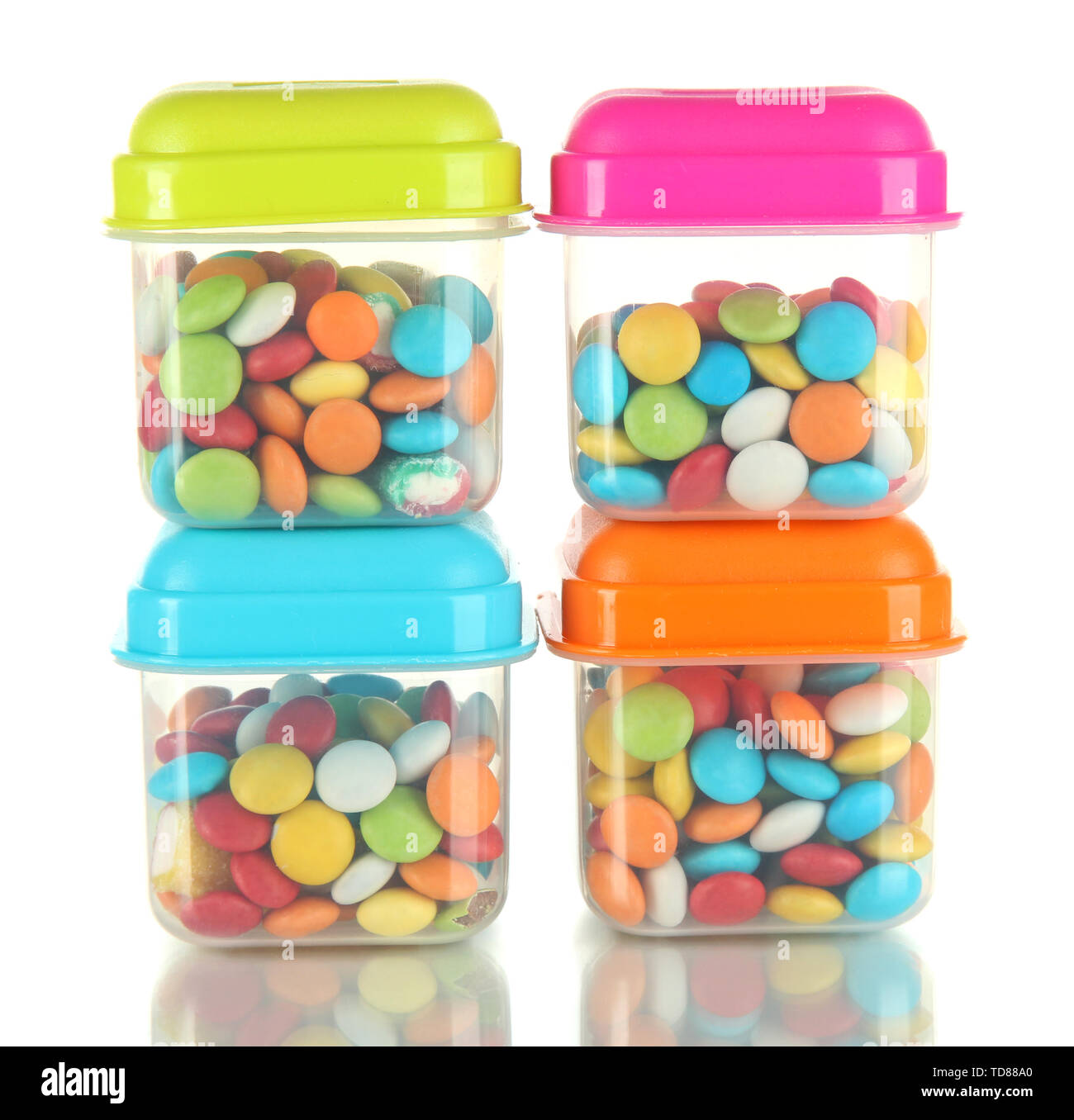 Full of plastic containers isolated on white Stock Photo - Alamy