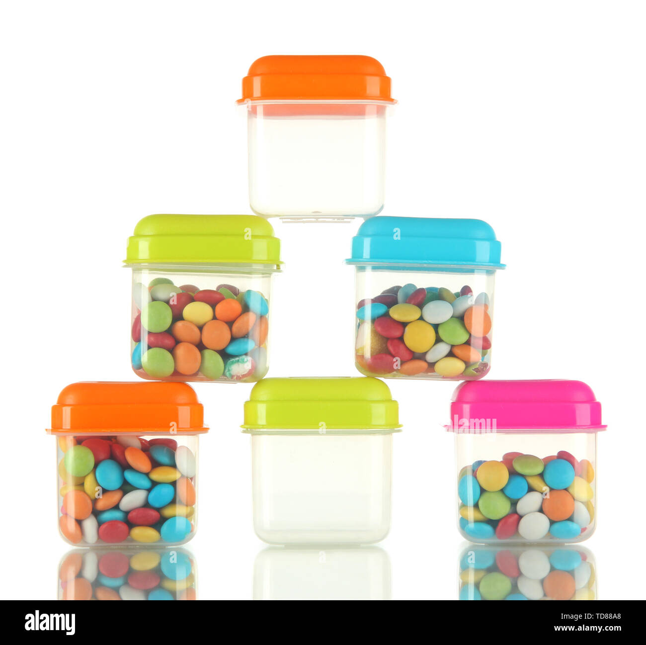 Full of plastic containers isolated on white Stock Photo - Alamy