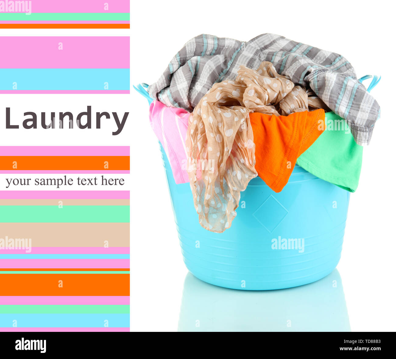 Blue laundry basket isolated on white Stock Photo - Alamy