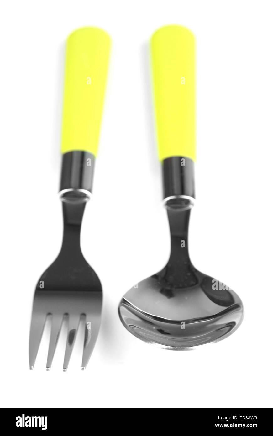 Spoon and fork, isolated on white Stock Photo - Alamy