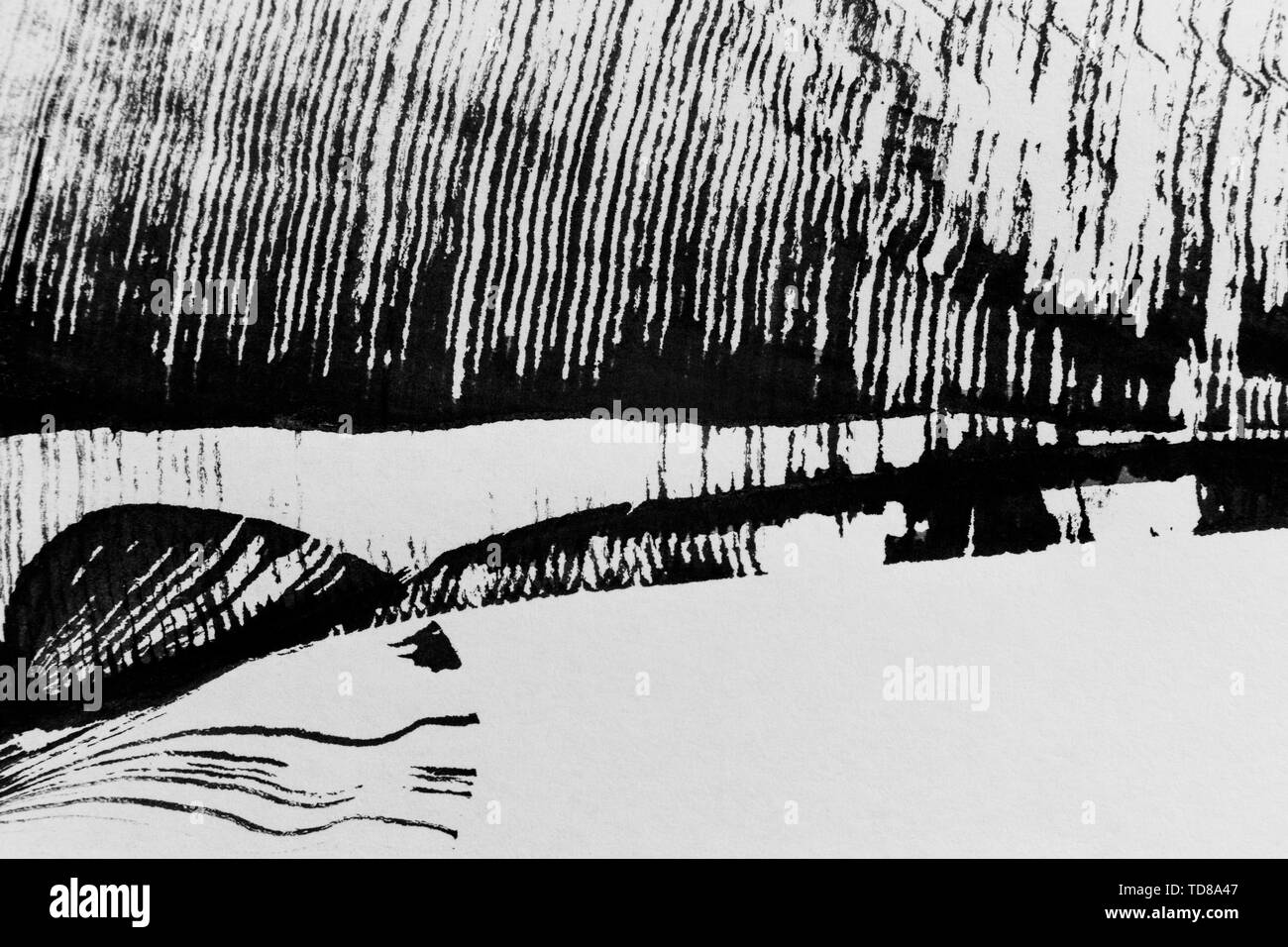 Black ink abstract stripes background. Hand drawn lines. Ink ...