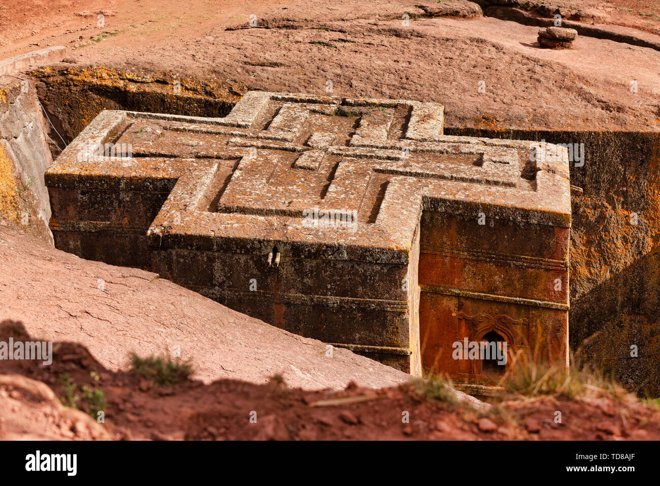 Church of Saint George rock-hewn in the shape of a cross, Bete Giyorgis ...