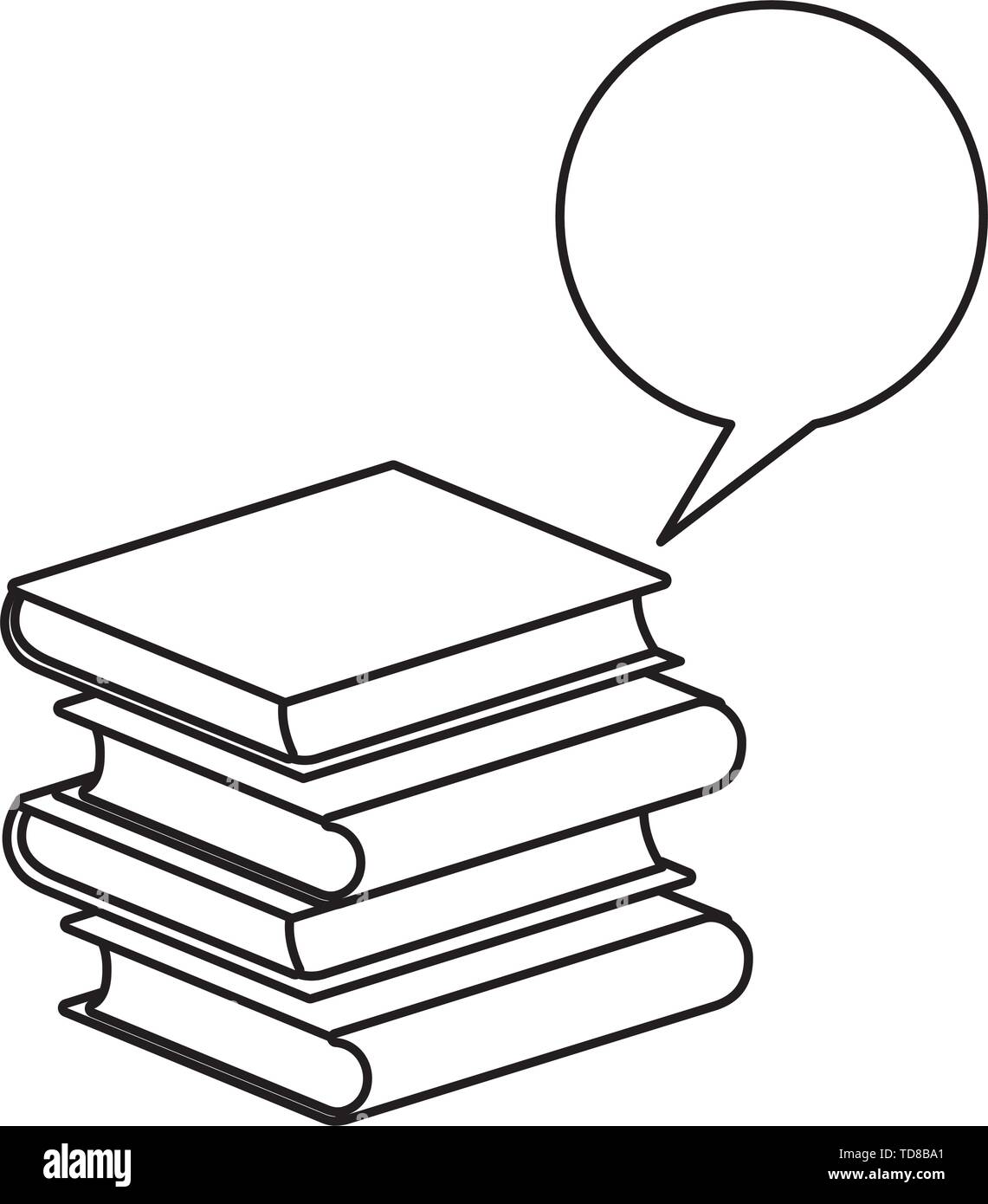 pile of textbooks with speech bubble vector illustration design Stock ...