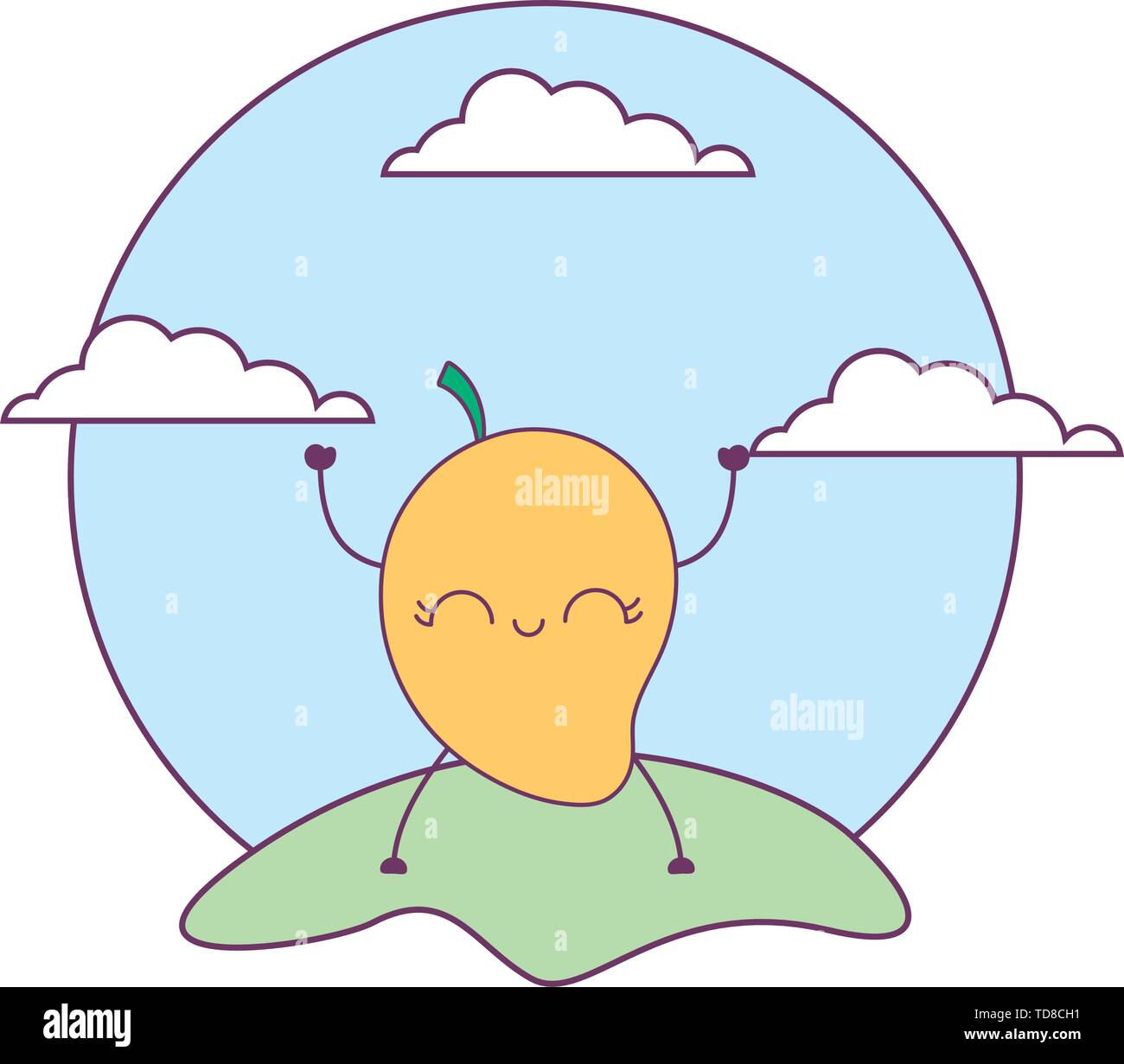 mango fruit kawaii in landscape vector illustration design Stock Vector ...