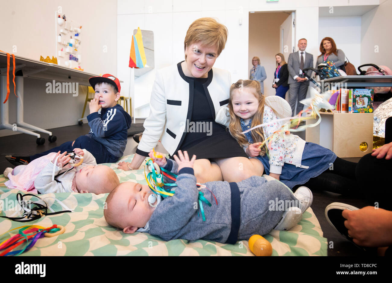 First Minister Nicola Sturgeon meets (from left) Gregor MacPhearson, 3 ...