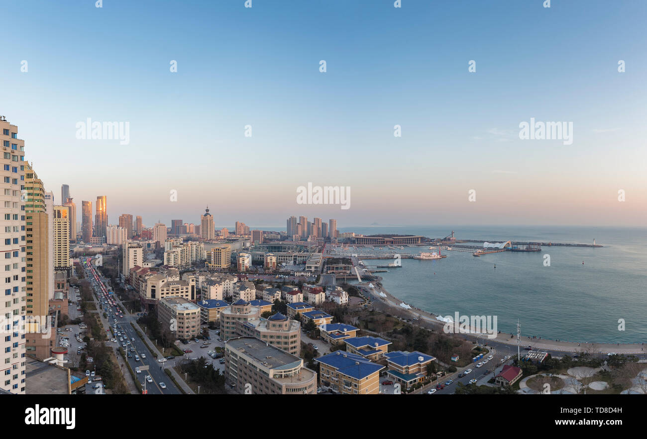 Night view of Fushan Bay, Qingdao Stock Photo - Alamy
