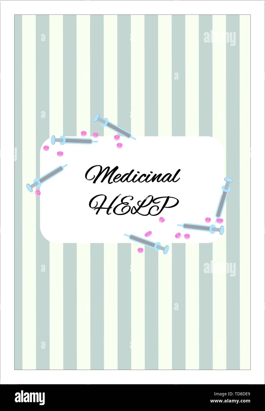 Pharmaceutical poster with a text area and a frame of pink pills and ...