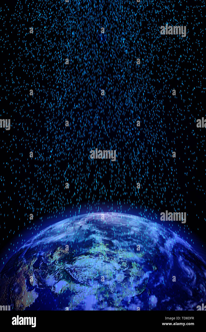 3D Earth and cosmic space star orbit form abstract background, meaning ...